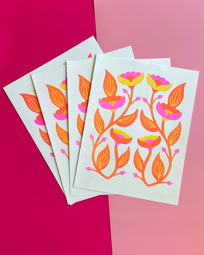 Symmetrical Flowers Limited Edition Riso Print – Jessica Molina